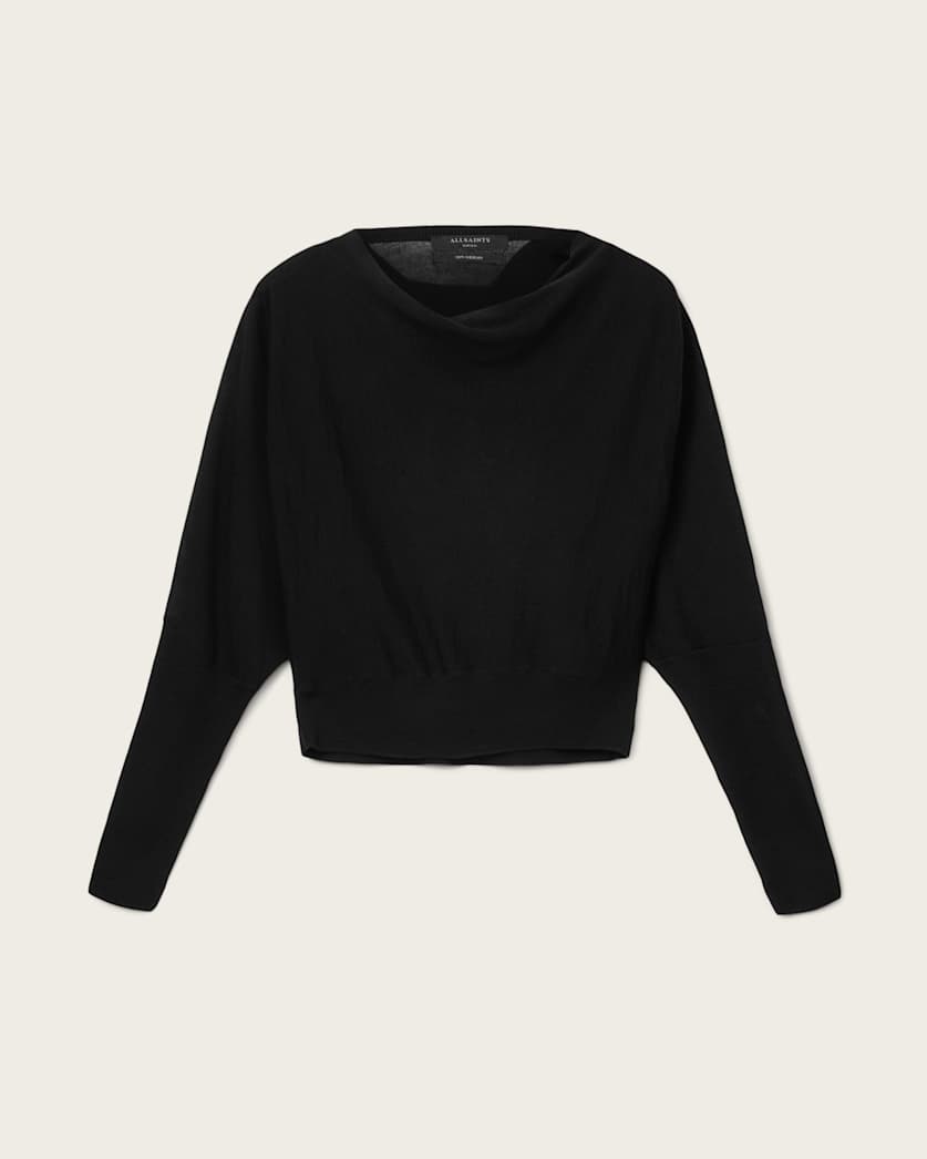 Ridley Cropped Wool Jumper Black | ALLSAINTS